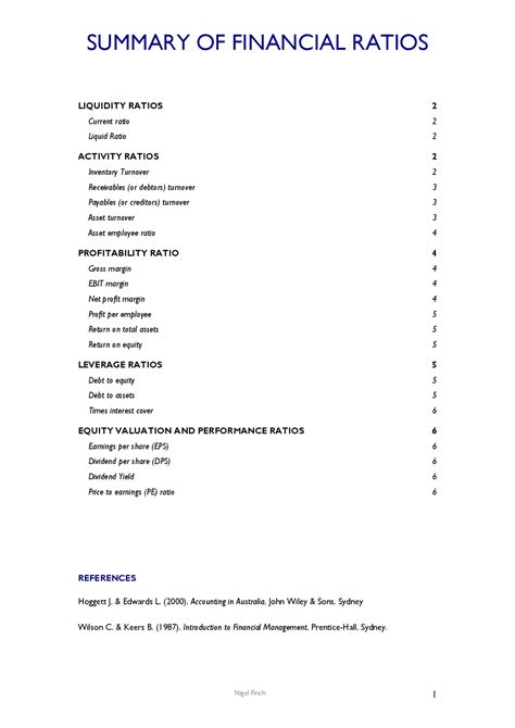 Ratio Analysis Principles Docsity