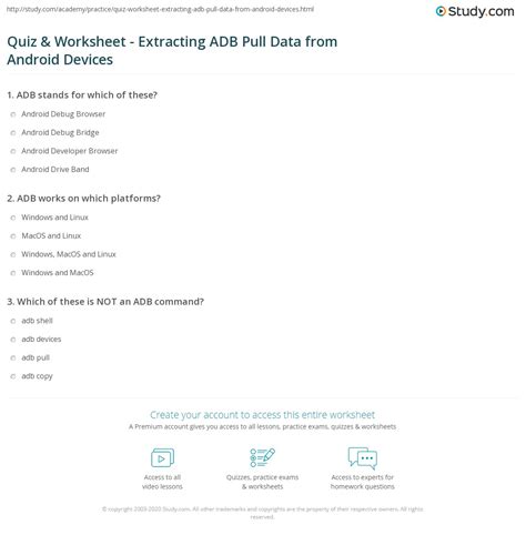 Quiz And Worksheet Extracting Adb Pull Data From Android Devices