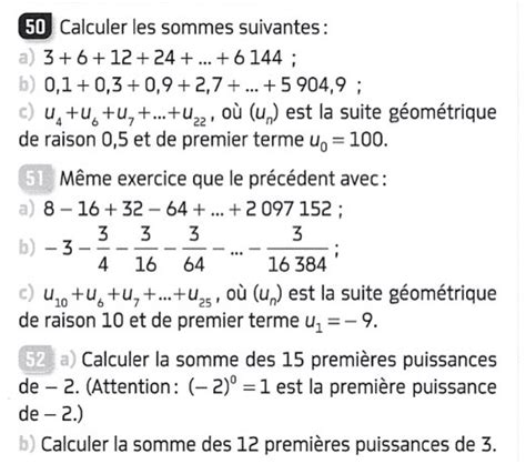 MathBox Exercices Somme de termes d une suite géométrique