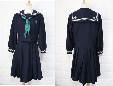 制服市場 千葉県 松戸市立 第五中学校 女子 制服 セーラー服 冬服上下セット 校章付き 165ab ウエスト81