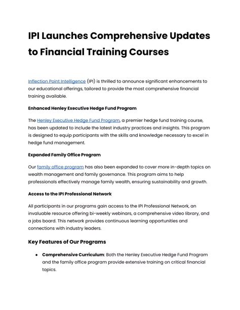 PPT IPI Launches Comprehensive Updates To Financial Training Courses