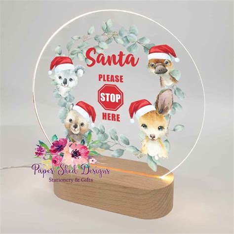 Santa Stop Here Light Aussie Christmas Paper Shed Designs