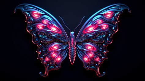 Neon Butterfly Border Icon Set Glowing Coloful Frames Button Spring