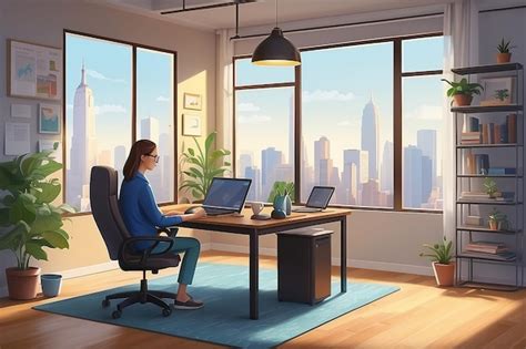 Premium Photo Telecommuting Concept Illustration