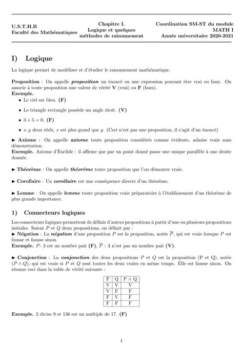 SOLUTION Chapitre 1 Logique Et M Thodes De Raisonnment Studypool