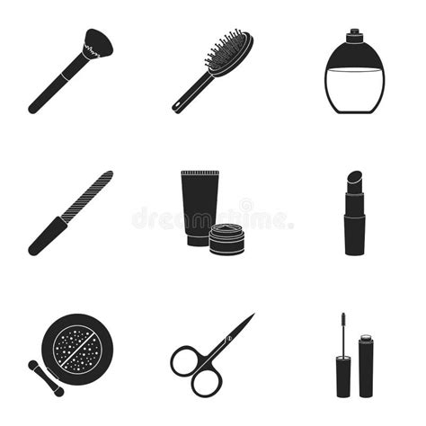 Make Up Set Icons In Black Style Big Collection Of Make Up Vector Symbol Stock Illustration