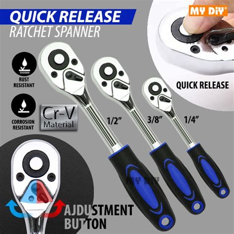 Mydiyhomedepot Quick Release Ratchet Spanner Handle Available 1 4 3 8 1 2 Ratchet Handle