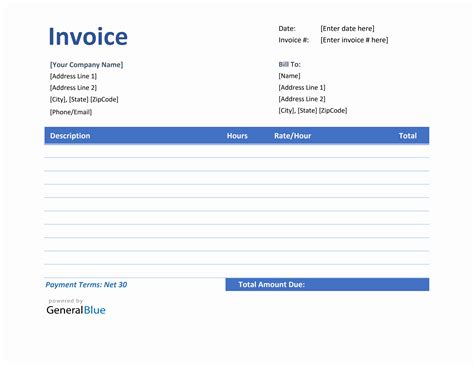 Invoice Template For Us Freelancers In Excel Highlighted