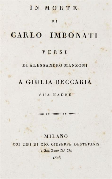 Manzoni Alessandro In Morte Di Carlo Imbonati Asta Libri Manoscritti E Autografi