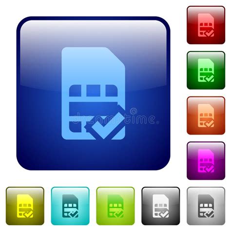 Color SIM Card Accepted Square Buttons Stock Vector Illustration Of