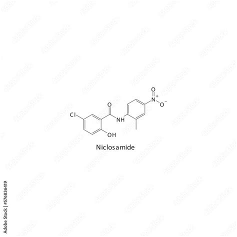 Niclosamide Flat Skeletal Molecular Structure Anthelmintic Agent Drug