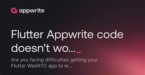 Flutter Appwrite Code Doesnt Work On Turn Server But The Same