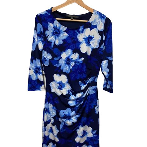 Liz Jordan Womens Size S Lined Long Sleeve Blue Navy Blue Pattern
