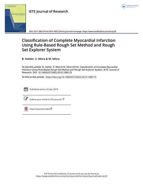 pdf classification of complete myocardial infarction using rule based