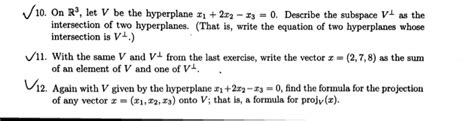 Solved Linear Algebraon R3 Let V Be The Hyperplane