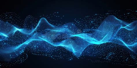 abstract blue wave patterns with glowing particles and digital effects