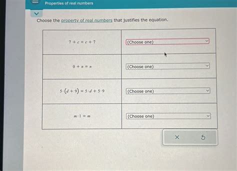 Properties Of Real Numbers Choose The StudyX