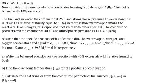 30 1 Work By Hand Consider A Steady Flow Combustor Chegg