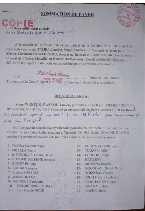 Anciens employés de Radio Tiemeni Siantou réclament 15 milliards de