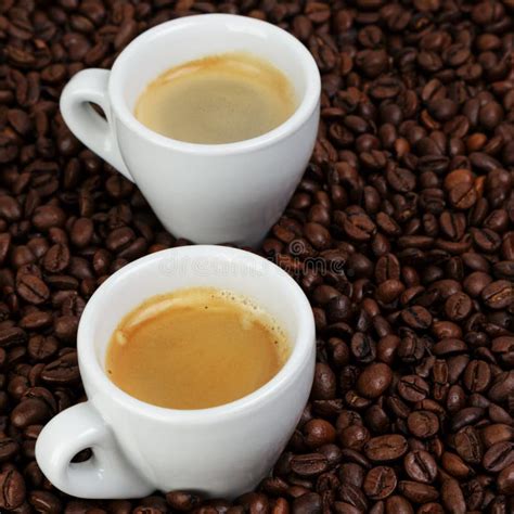 Fine Espresso in Cup on Coffee Beans Stock Image - Image of grain ...