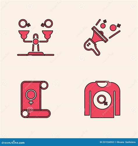 Set Feminist Shirt Gender Equality Activist And Feminism Icon Vector Stock Vector