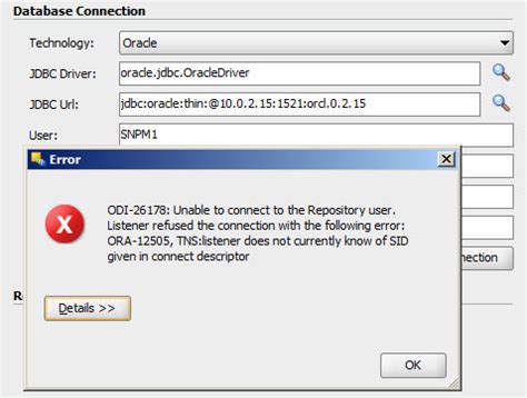 Discover BI ODI G Solved Error Unable To Connect To Repository User