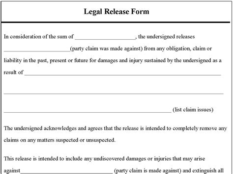 Legal Release Form Editable Pdf Forms