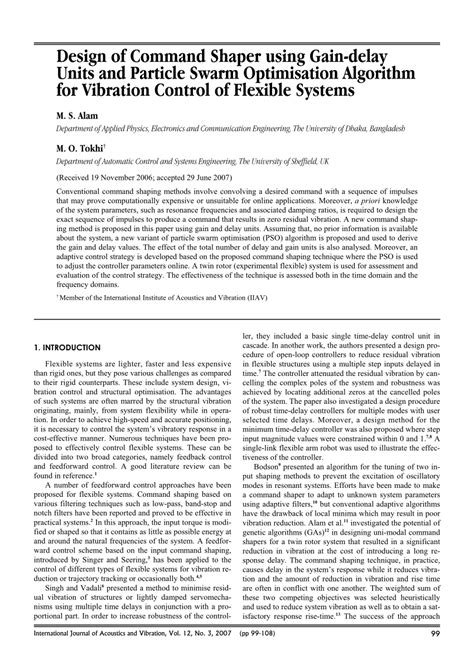 Pdf Design Of Command Shaper Using Gain Delay Units And Particle