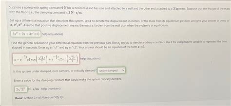 solved suppose a spring with spring constant 9nm ﻿is