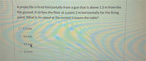Solved A Projectile Is Fired Horizontally From A Gun That Is Chegg
