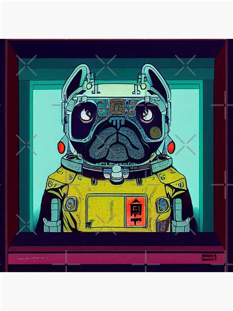 Cyber Pug 3 Sticker For Sale By Lucidexistence Redbubble