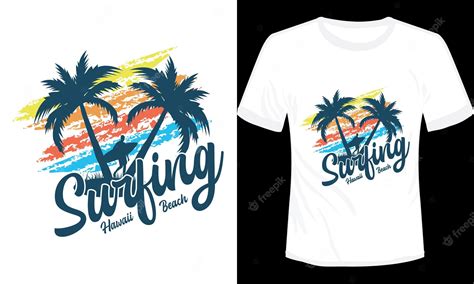 Premium Vector Surfing Hawaii Beach Tshirt Design Vector Illustration