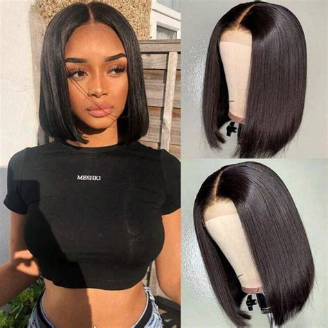Peruca Bob De Cabelo Humano Com Fechamento De Renda 4x4 Hd Para