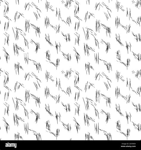 Monochrome Scratches Handdrawn Primitive Seamless Pattern Vector