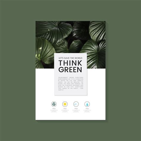 Think Green Environmental Conservation Brochure Vector Download Free