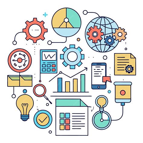 Colorful Line Icons Of A Business Workflow Process Premium Ai Generated Vector