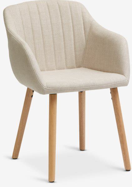 NORTOFT Ø120 tafel eiken 4 ADSLEV stoelen beige eiken JYSK