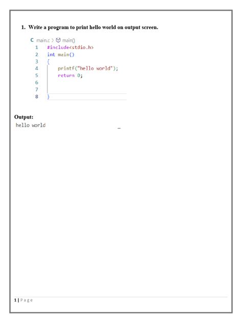 Write A Program To Print Hello World On Output Screen Download Free Pdf Fahrenheit Calorie
