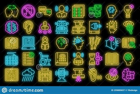 Set Of Disability Icons Or Graphic Elements With Information About