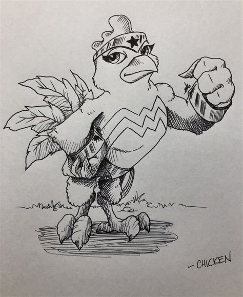 Chicken Humanoid Sketch Inktober Art