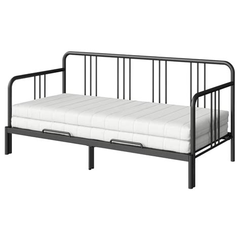 FYRESDAL daybed with 2 mattresses, black/Åsvang medium firm, Twin - IKEA US