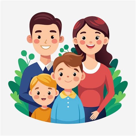 Un Retrato Familiar Con Una Foto De Una Familia Y Un Niño Vector