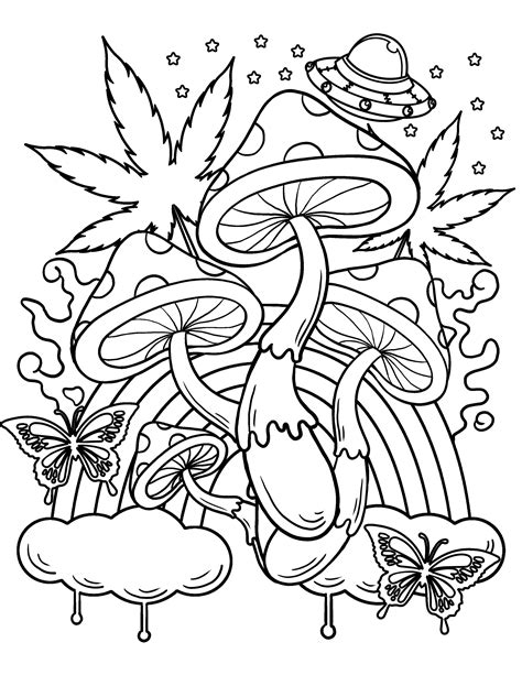 Printable Trippy Mushroom Coloring Pages Fanny Printable