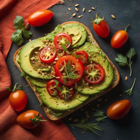 Um sanduíche abacate tomate e abacate Foto Premium