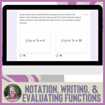 Algebra Notation Writing Evaluating Functions Mini Formative Assessment