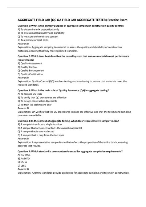 Aggregate Field Lab Qc Qa Field Lab Aggregate Tester Practice Exam Computers Stuvia Us