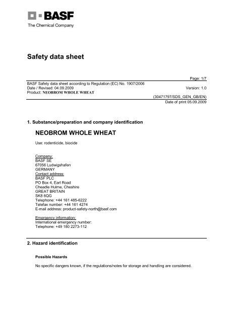 Safety Data Sheet Pest Control Management Basf