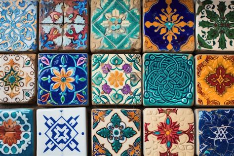 Premium Photo Beautiful Colourful Handmade Ceramic Tile With Various