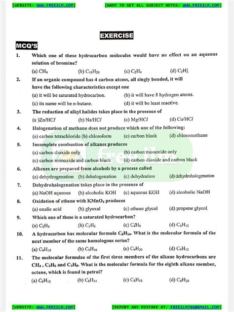 10th Chem Ch 12 Exercise Pdf