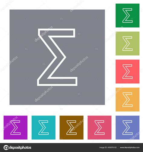 Sum Symbol Outline Flat Icons Simple Color Square Backgrounds Stock